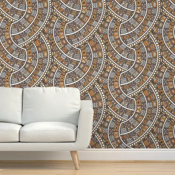 Spoonflower Oba Copper King Eye Africa Bronze Afrocentric Traditional Wallpaper