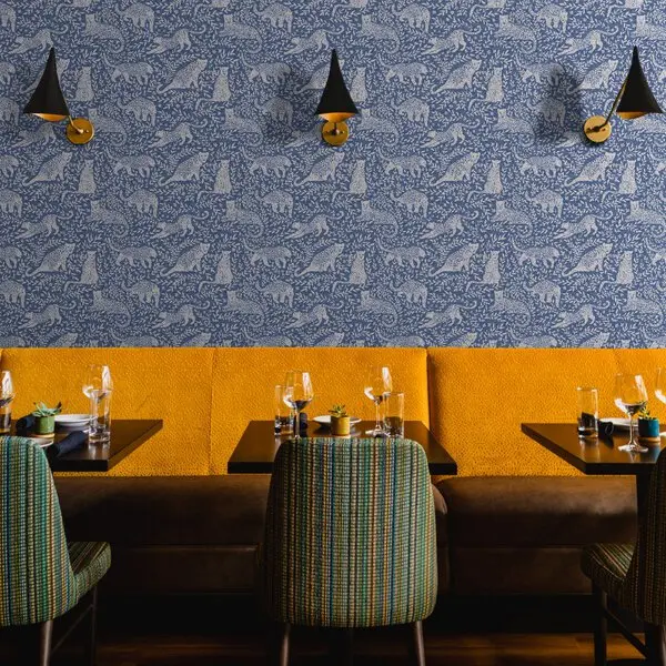 Spoonflower Jungle Cat Classic Blue Grey Leopard Bohemian Traditional Wallpaper