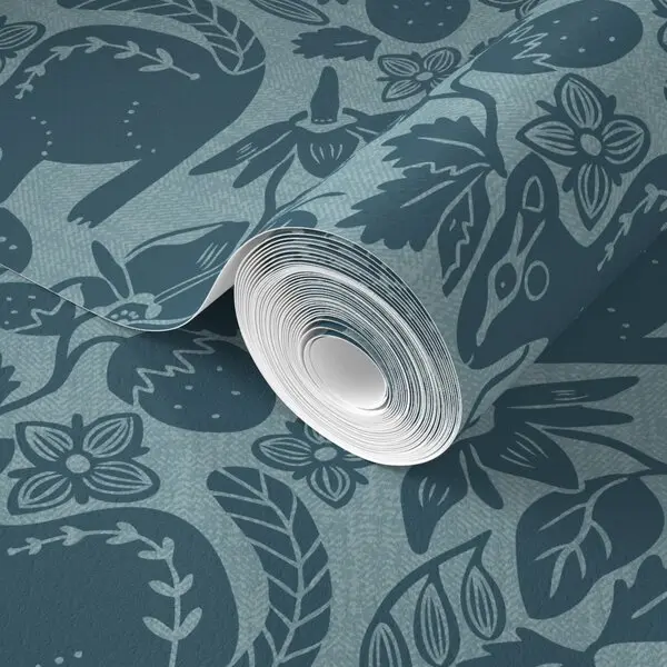 Spoonflower Springtime Meadow Blue Green Art Nouveau Arts And Traditional Wallpaper - Blue,green