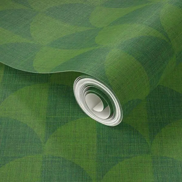 Spoonflower Jade Vintage Geometric Art Deco Tile Custom Pre-pasted Wallpaper - Green