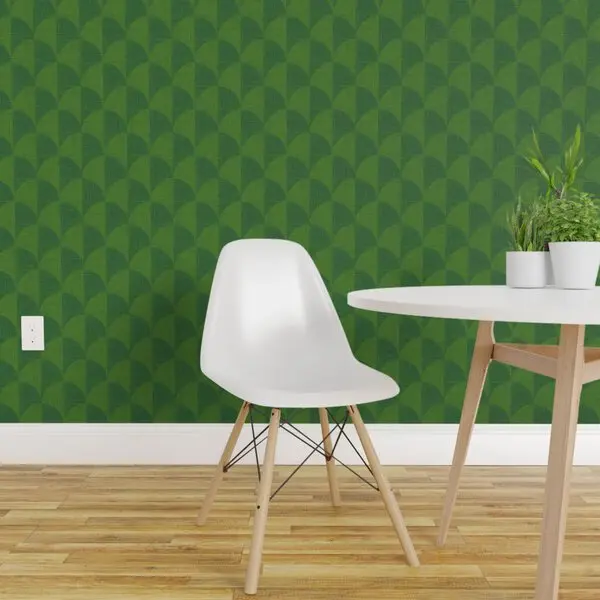 Spoonflower Jade Vintage Geometric Art Deco Tile Custom Pre-pasted Wallpaper