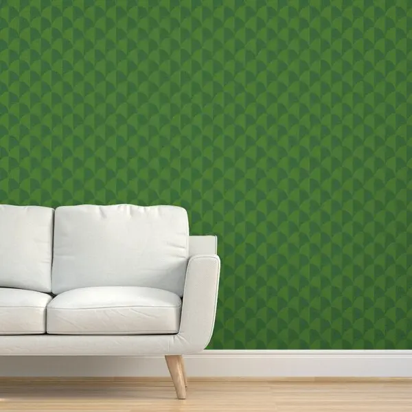 Spoonflower Jade Vintage Geometric Art Deco Tile Custom Pre-pasted Wallpaper