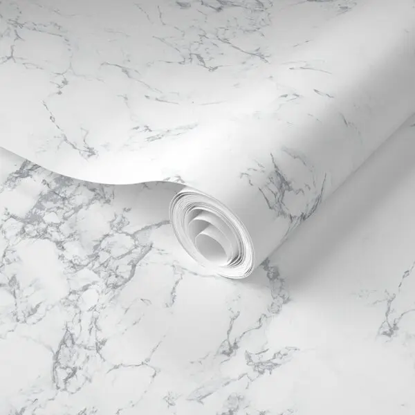 Spoonflower Marble White Traditional Wallpaper - White,gray