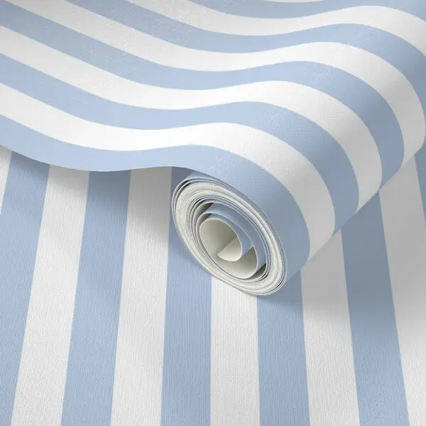 Spoonflower Stripes Stripe Blue White Geometric Pastel Mustard Custom Removable Wallpaper - Blue,white,gray