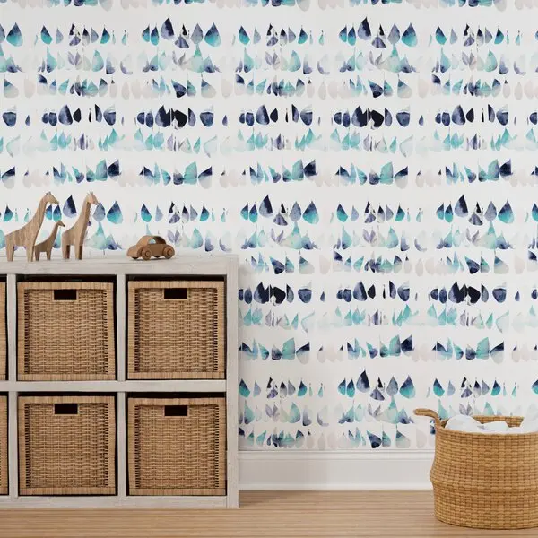 Spoonflower Paint Blobs Daubs Drops Brush Stroke Powder Room Traditional Wallpaper