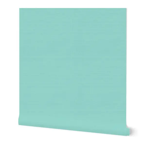 Spoonflower Aqua Light Solid 100% Natural Sisal Grasscloth Wallcovering - Aqua,blue