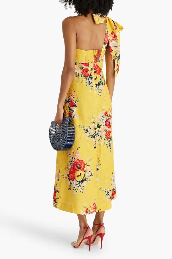 open lace back dress ZIMMERMANN MOST WANTED PARADISO GINGHAM LINEN ONE SHOULDER MINI DRESS   Afashionistastore