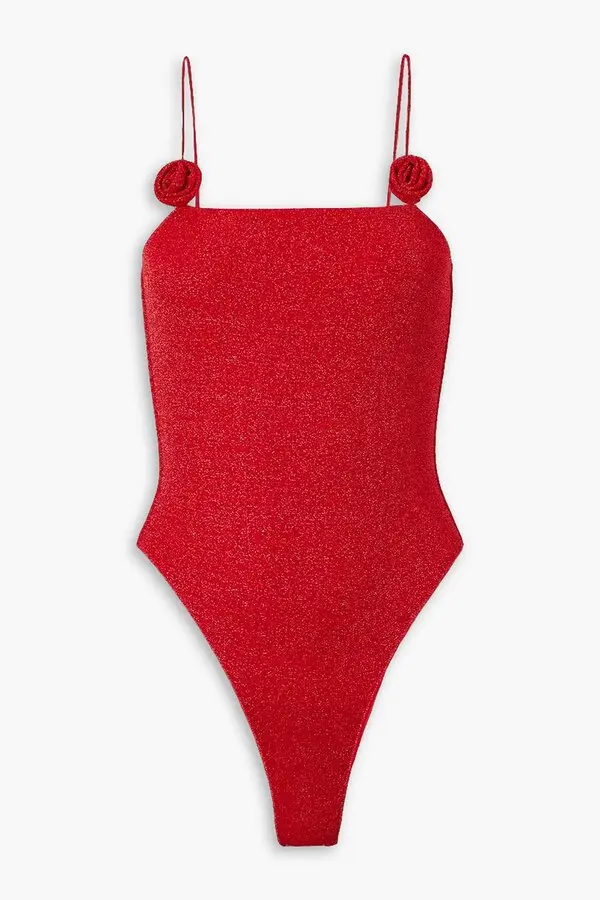 Oseree LumièRe AppliquéD Metallic One Piece Swimsuit In Red 65