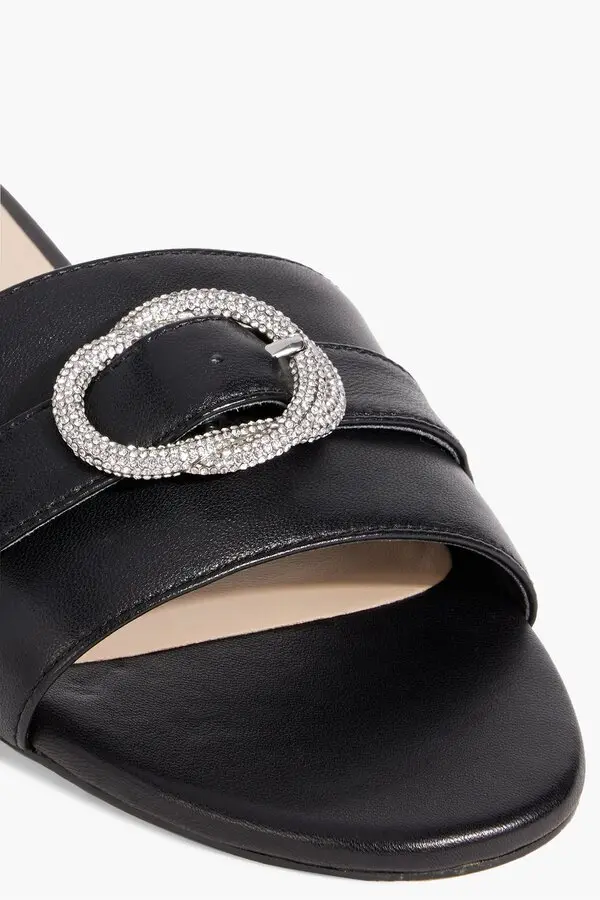 STUART WEITZMAN Crystal-embellished Leather Slides