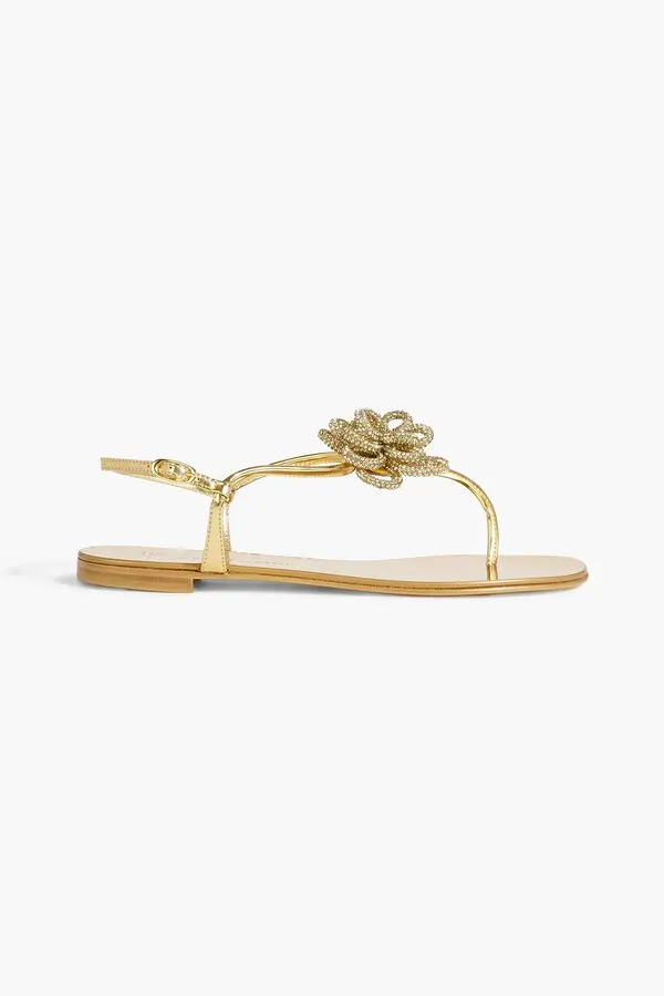 GIUSEPPE ZANOTTI Tilly Crystal-embellished Mirrored Sandals - Gold