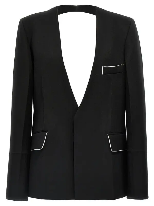 Victoria Beckham Shrunken Collarless Open-back Blazer
