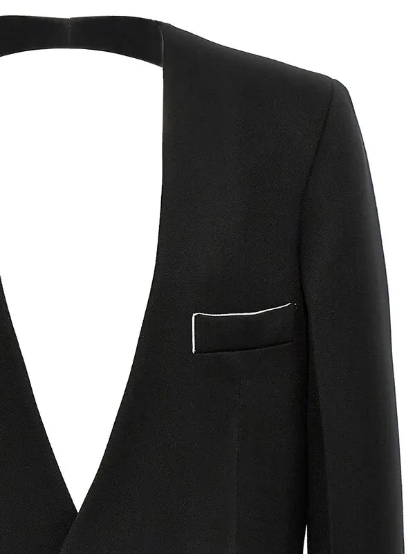 Victoria Beckham Shrunken Collarless Open-back Blazer