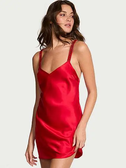 Victoria's Secret Very Sexy Shine Strap Satin Slip - Red