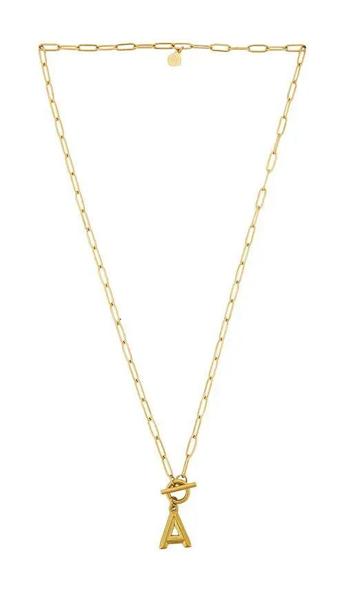 PETIT MOMENTS Paperclip Initial Necklace - Metallic Gold