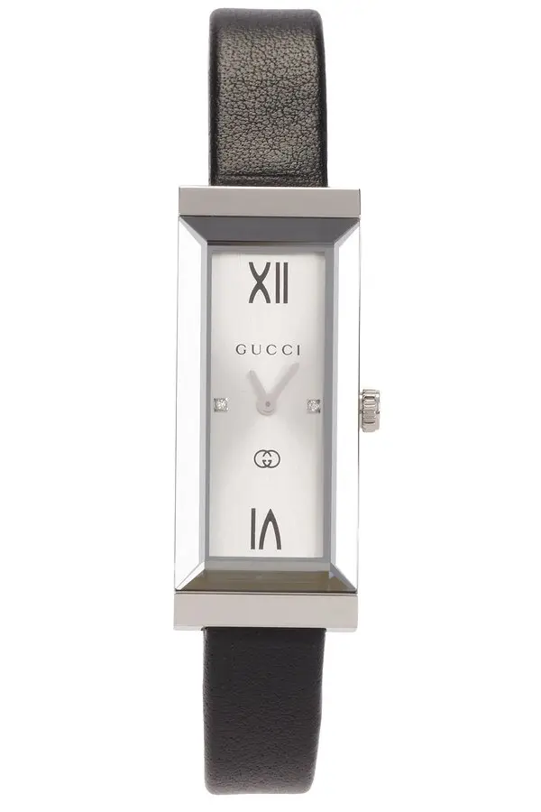 Gucci G Frame Watch - Stainless Steel & Black Leather
