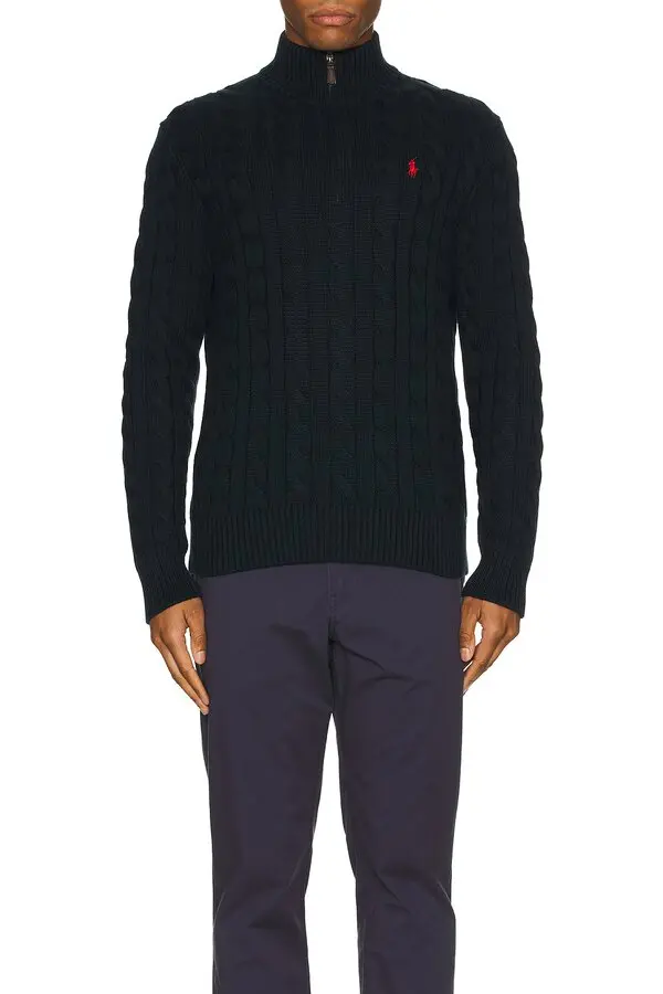 Polo Ralph Lauren Long Sleeve Cable Knit 1/2 Zip Sweater - Hunter Navy