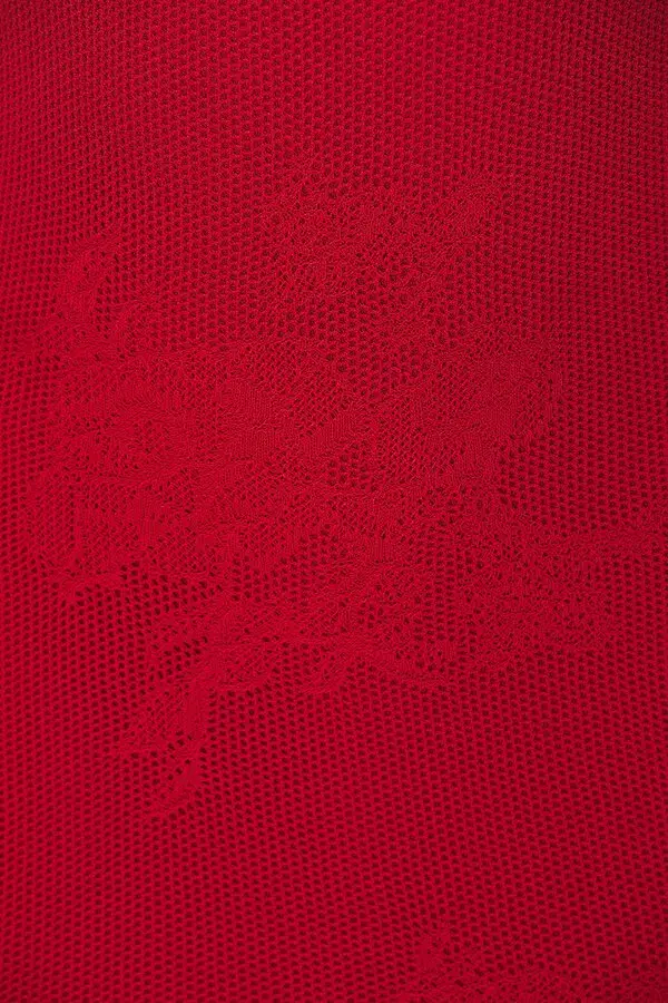FLEUR DU MAL Lace Pointelle Knit Racer Dress - Ruby Red