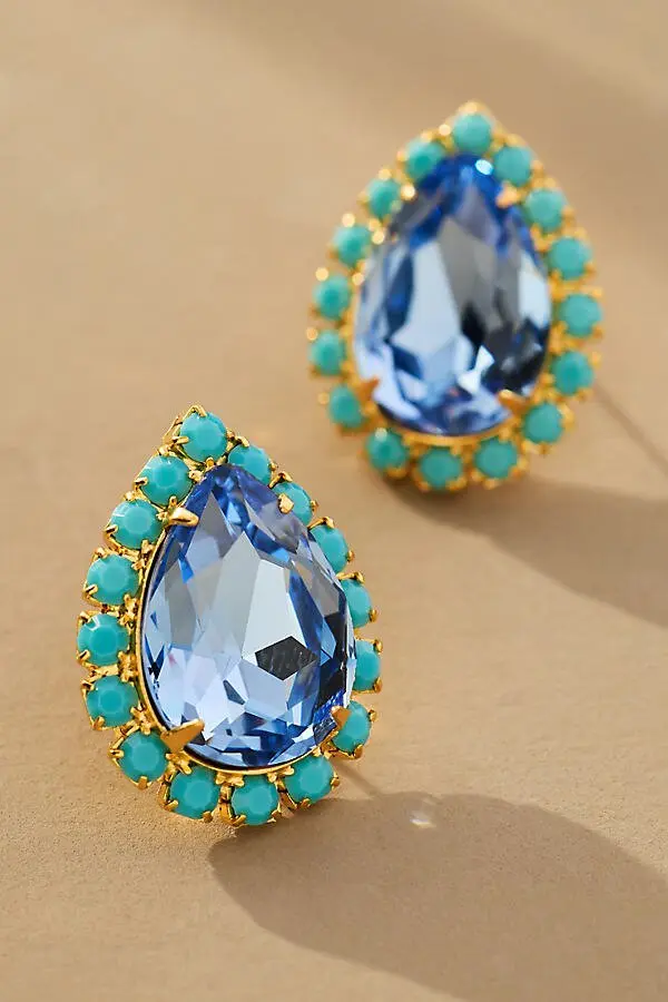 THE PINK REEF Pear Stud Earrings - Blue