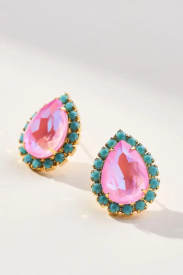 THE PINK REEF Pear Stud Earrings - Pink