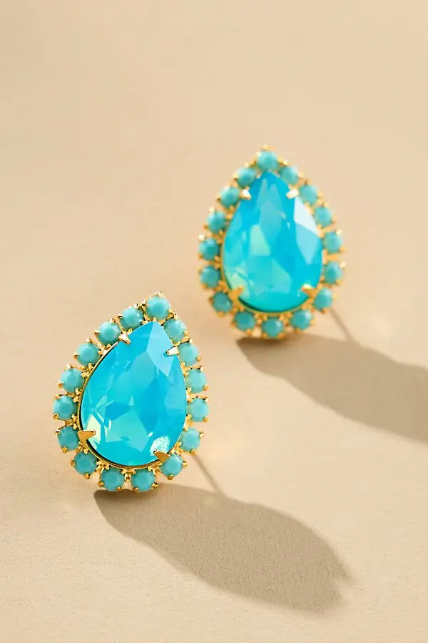 THE PINK REEF Pear Stud Earrings - Sky