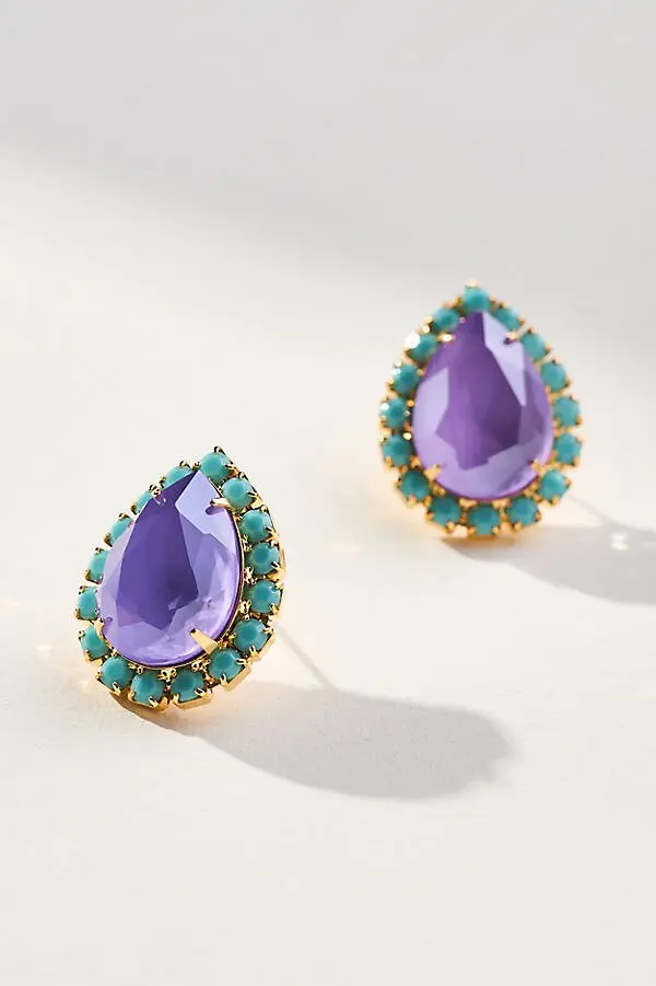 THE PINK REEF Pear Stud Earrings - Violet
