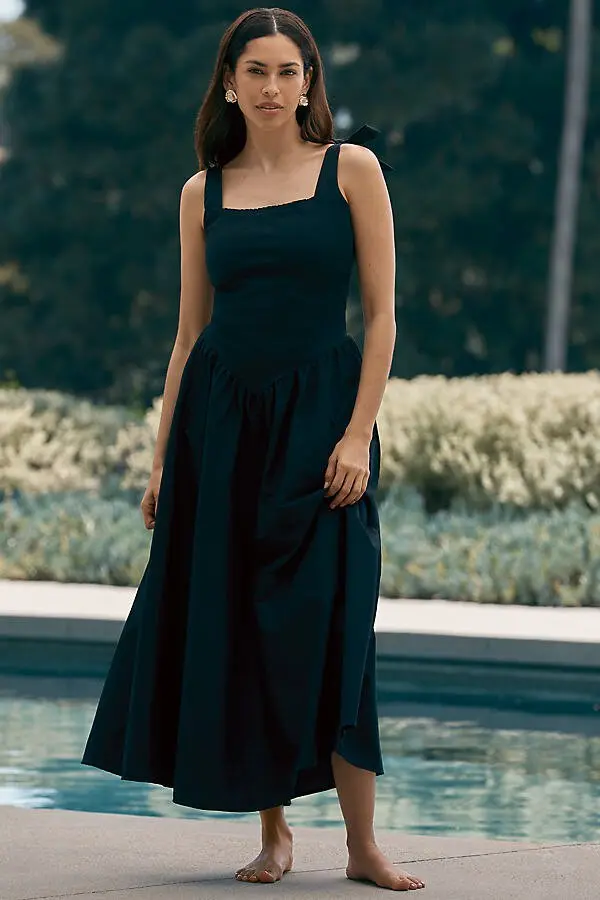 Peixoto Harlow Drop-Waist Midi Dress - Black | Editorialist