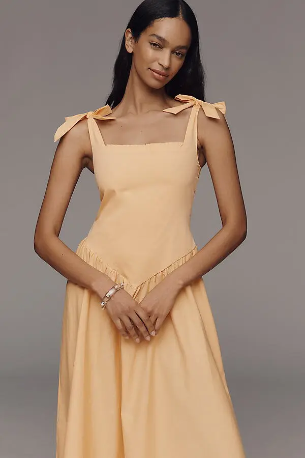 peixoto harlow drop waist midi dress Harlow Drop-Waist Midi Dress by Peixoto in Orange, Size: XL at Anthropologie