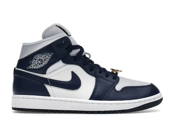 JORDAN 1 Mid Sneakers - Football Grey/midnight Navy Blue/white
