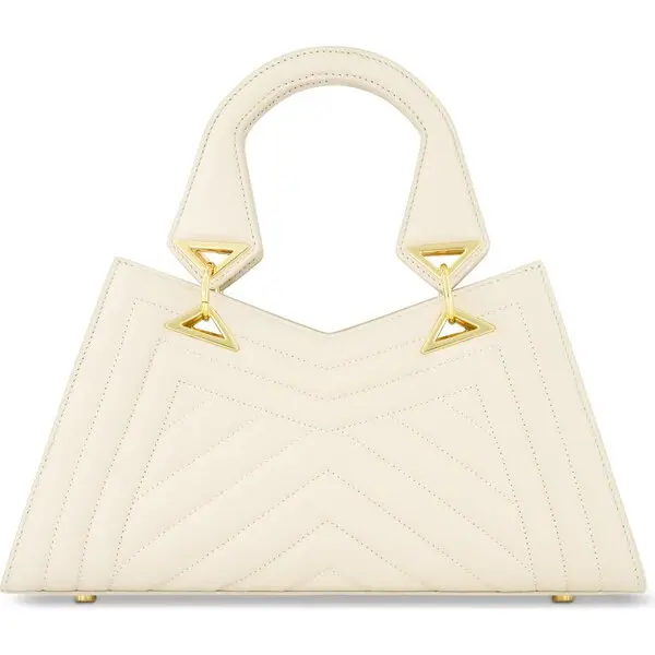 Mac Duggal Quilted Napa Leather Handbag - Ecru