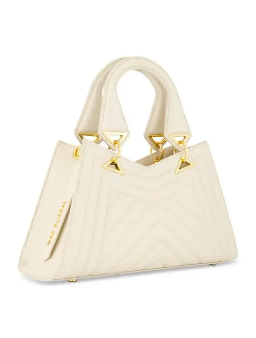 Mac Duggal Quilted Napa Leather Handbag - Ecru