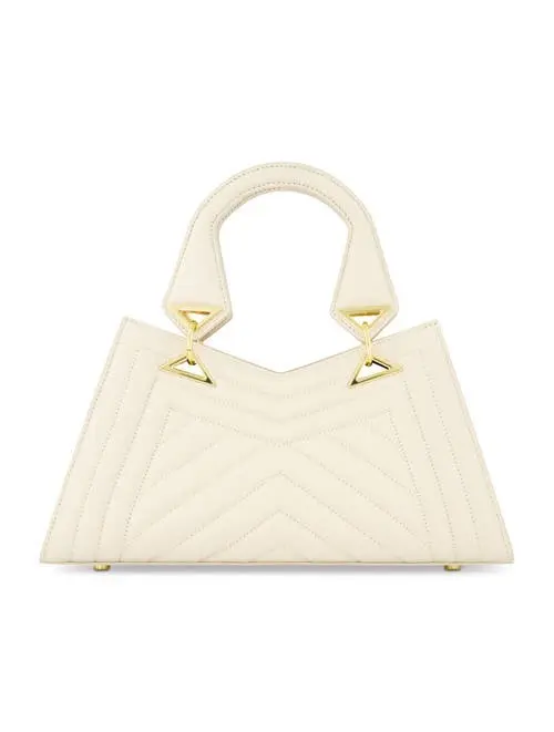 Mac Duggal Quilted Napa Leather Handbag - Ecru