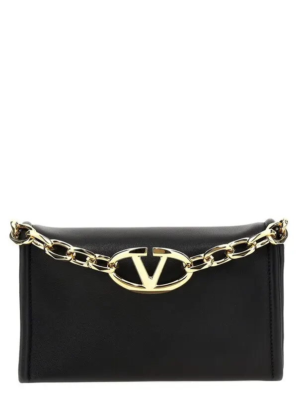Valentino Garavani Vlogo Chain Clutch Bag - Black