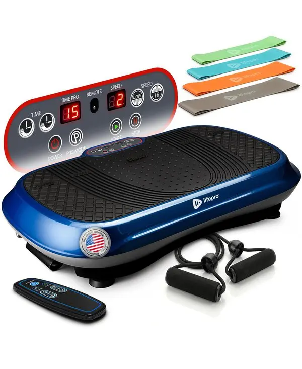 LIFEPRO Vibration Plate Machine – Whole Body Workout W/ Loop Bands For Weight Loss & Toning - Blue