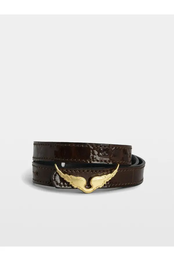 Zadig&Voltaire Rock Croco Leather Bracelet - Gold