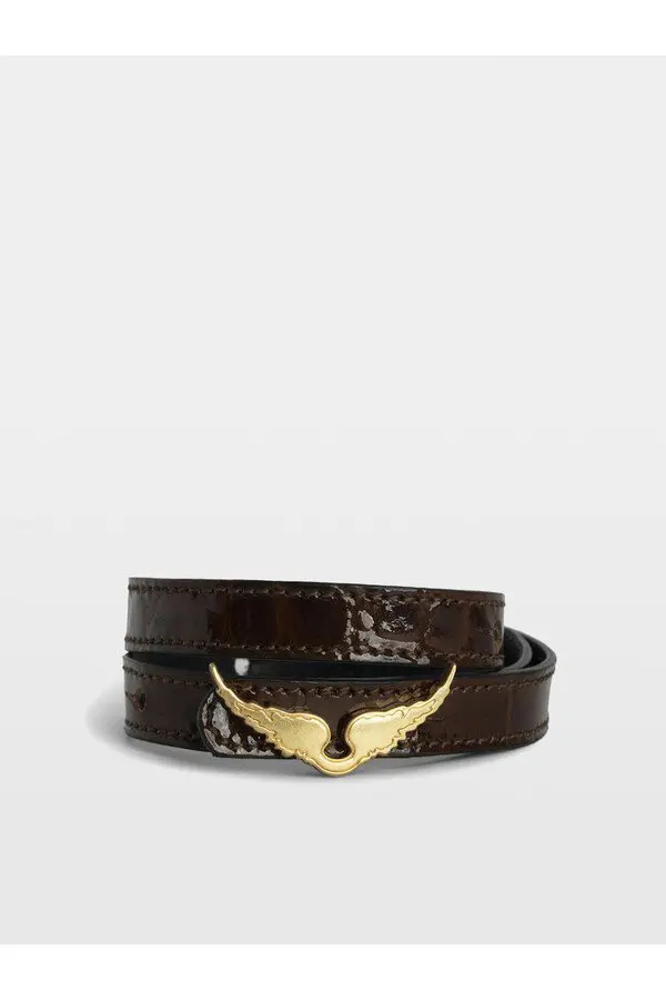 Zadig&Voltaire Rock Croco Leather Bracelet - Gold