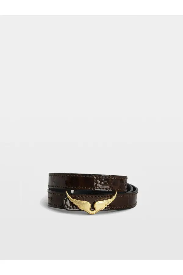 Zadig&Voltaire Rock Croco Leather Bracelet - Gold