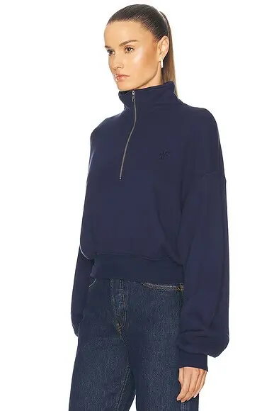 Eterne Cropped Half Zip Sweatshirt - Navy