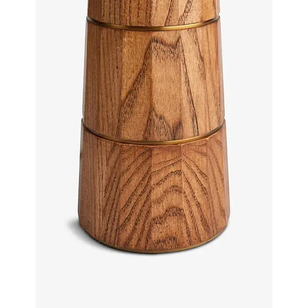 SOHO HOME Facet Fluted Solid Oak Table Lamp 70cm