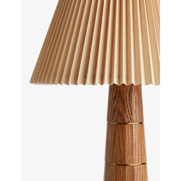 SOHO HOME Facet Fluted Solid Oak Table Lamp 70cm