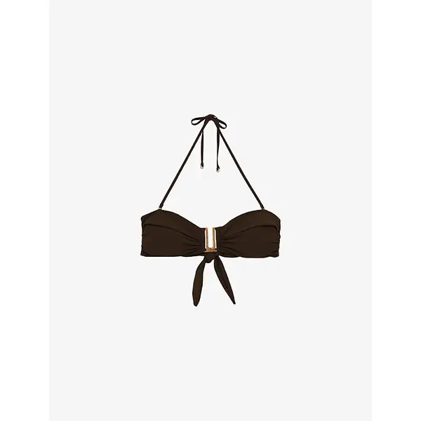 REISS Carina Bandeau Bikini Top - Chocolate