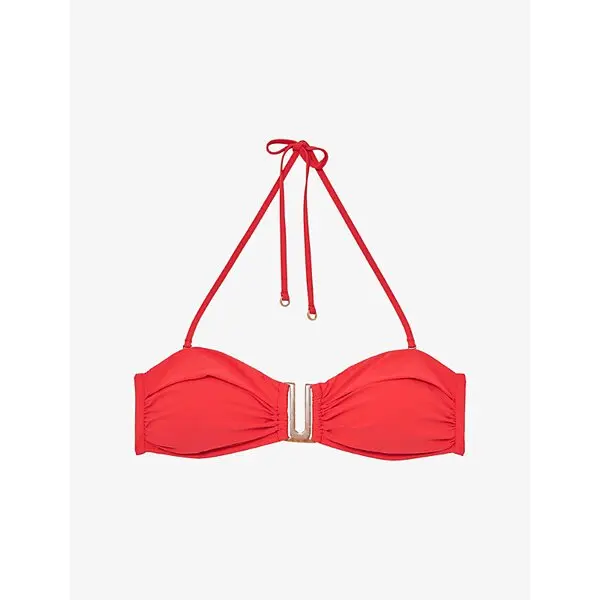 REISS Carina Bandeau Bikini Top - Coral Red