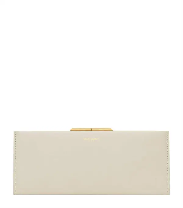 Saint Laurent Calfskin Clutch Bag - White