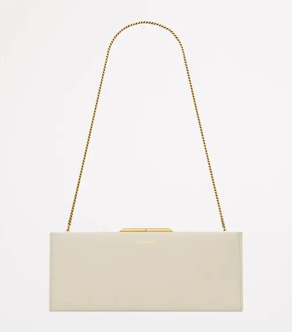 Saint Laurent Calfskin Clutch Bag - White