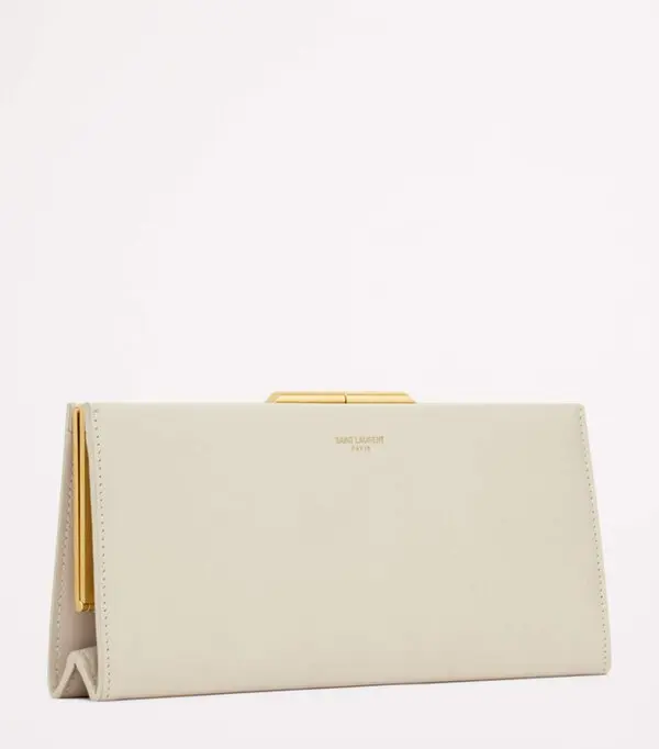 Saint Laurent Calfskin Clutch Bag - White