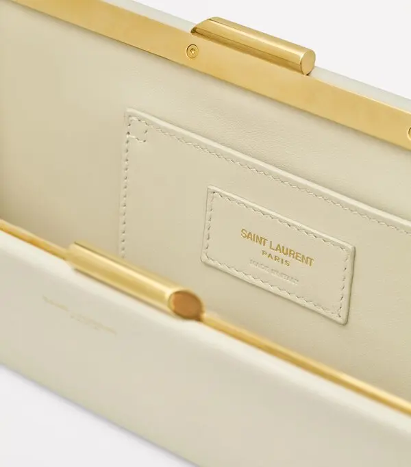Saint Laurent Calfskin Clutch Bag - White