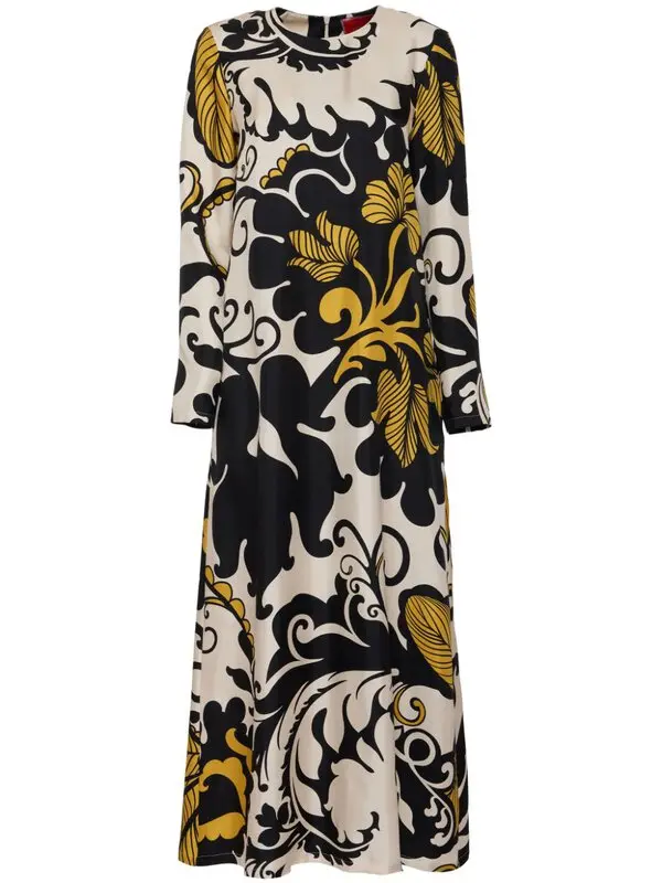 La DoubleJ Graphic-print Silk Midi Dress - White