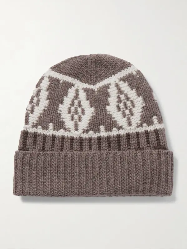 Arch4 Lorenz Fair Isle Cashmere Beanie - Brown