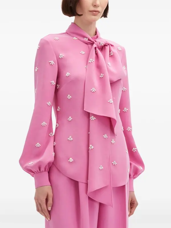 Oscar De La Renta Pearl Cabochon Blouse