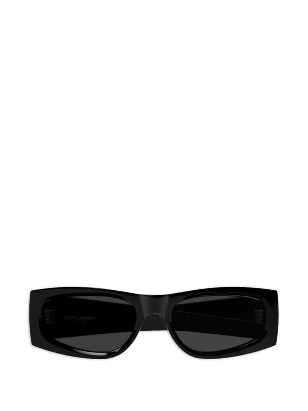 Saint Laurent Logo-plaque Rectangle Sunglasses - Black