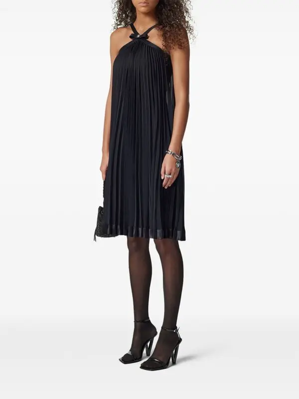 Versace Halterneck Pleated Mini Dress